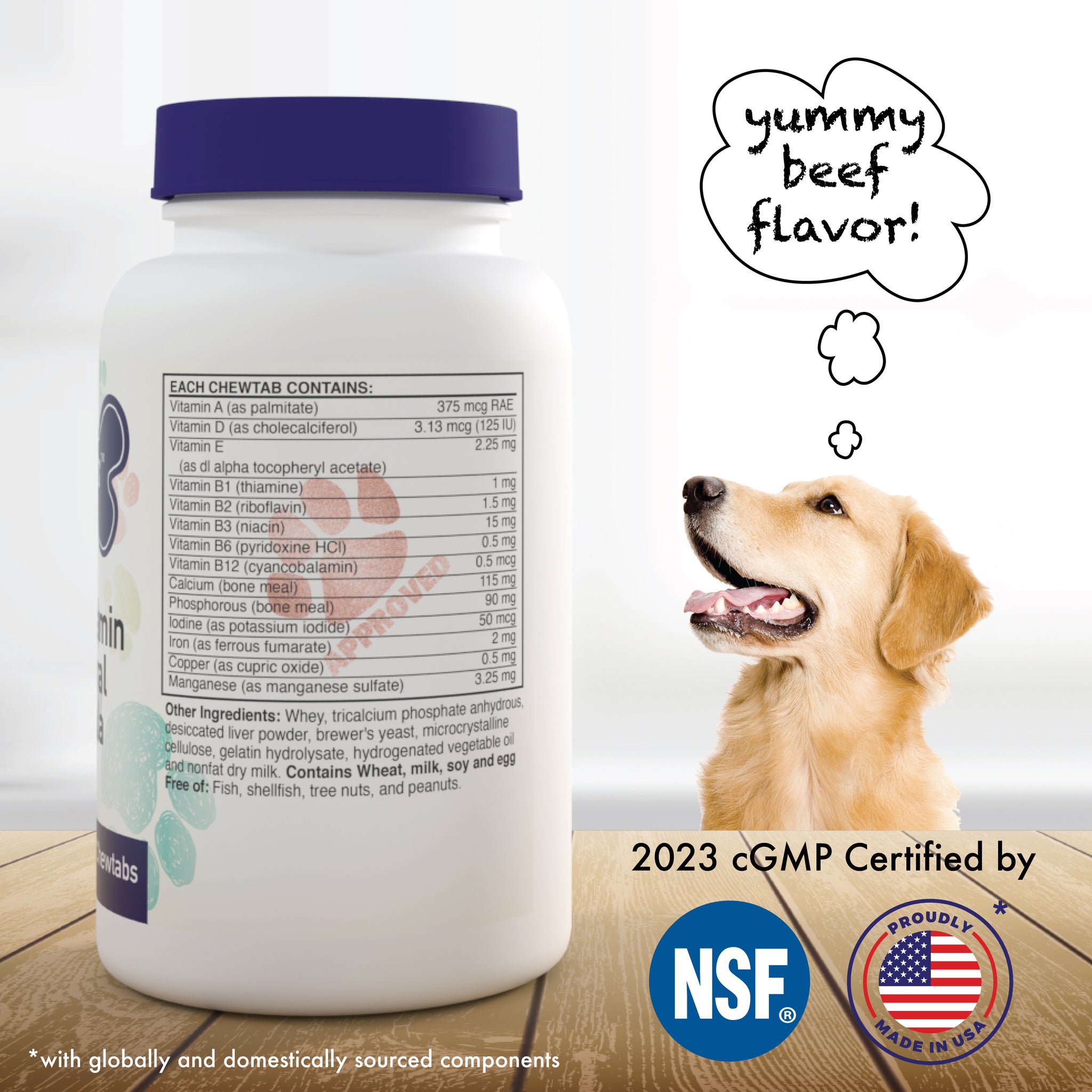Dog-Vites™ Multi-Vitamin and Mineral Supplement for Dogs 100 Beef Flav ...