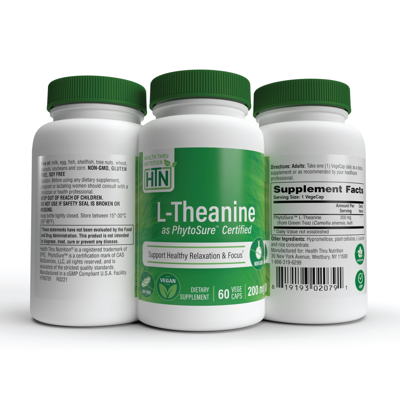 L-Theanine 200mg as Phytosure™ Certified 60 Vegecaps – Health Thru ...