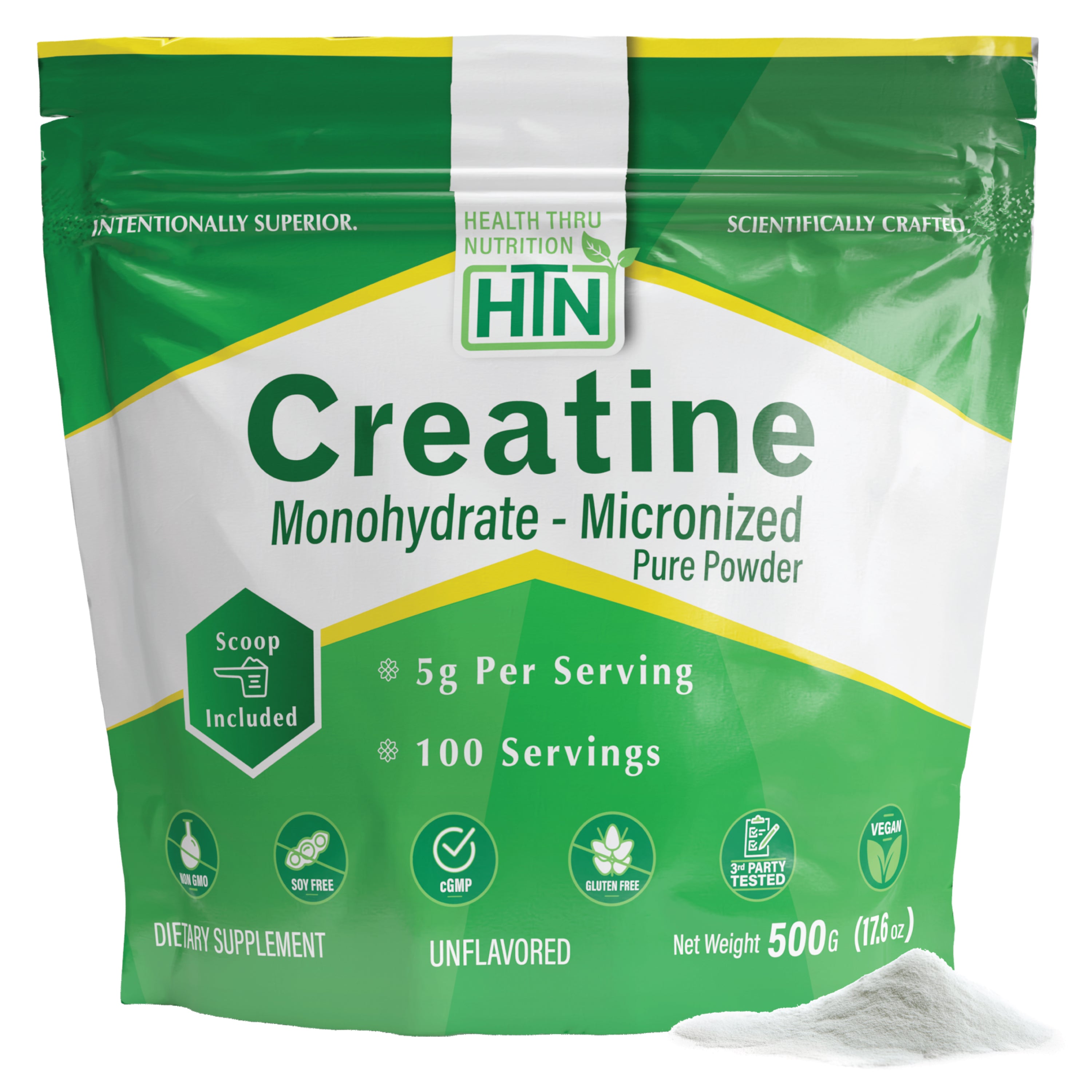 Creatine Monohydrate Micronized Powder – 500g Pure Unflavored – 5g Per ...